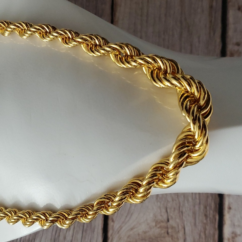 Heavy 18k Gold Italian Over Graduated Rope Necklace - Gem